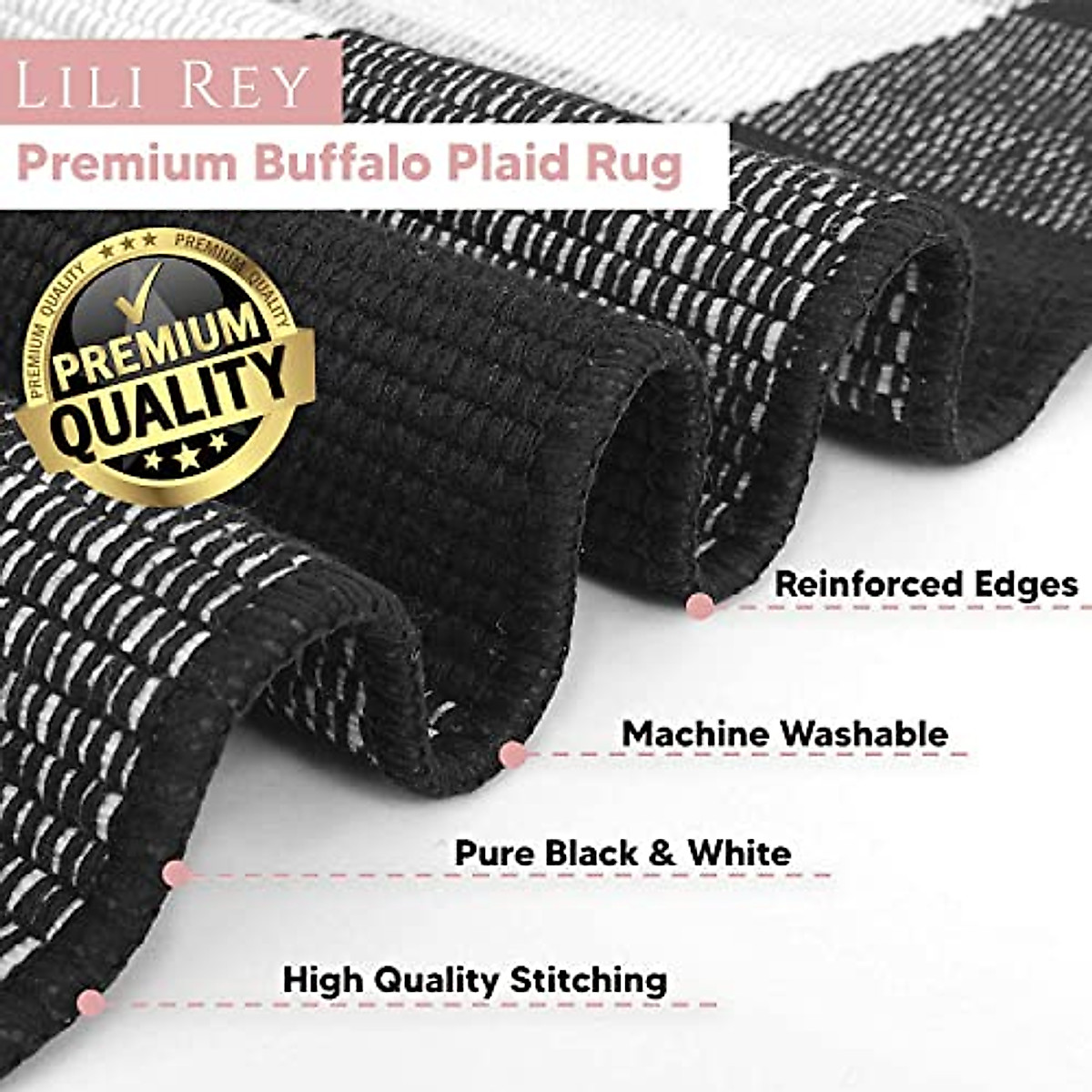 LILI REY Buffalo Plaid Rug – 3x5 Buffalo Plaid Outdoor Rug, Black and White Outdoor Rug, Outdoor Rug 3x5, Front Porch Rug, Buffalo Check Outdoor Rug, Black and White Checkered Rug, Plaid Door mat