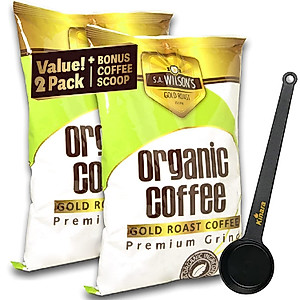 Organic Coffee Enema Coffee Gold Coffee Enema Organic High Caffeine Coffee (44 Higher Caffeine) by S.A. Wilson Enema Coffee 2-Pack with Kinara Coffee Scoop, 3 Piece Set