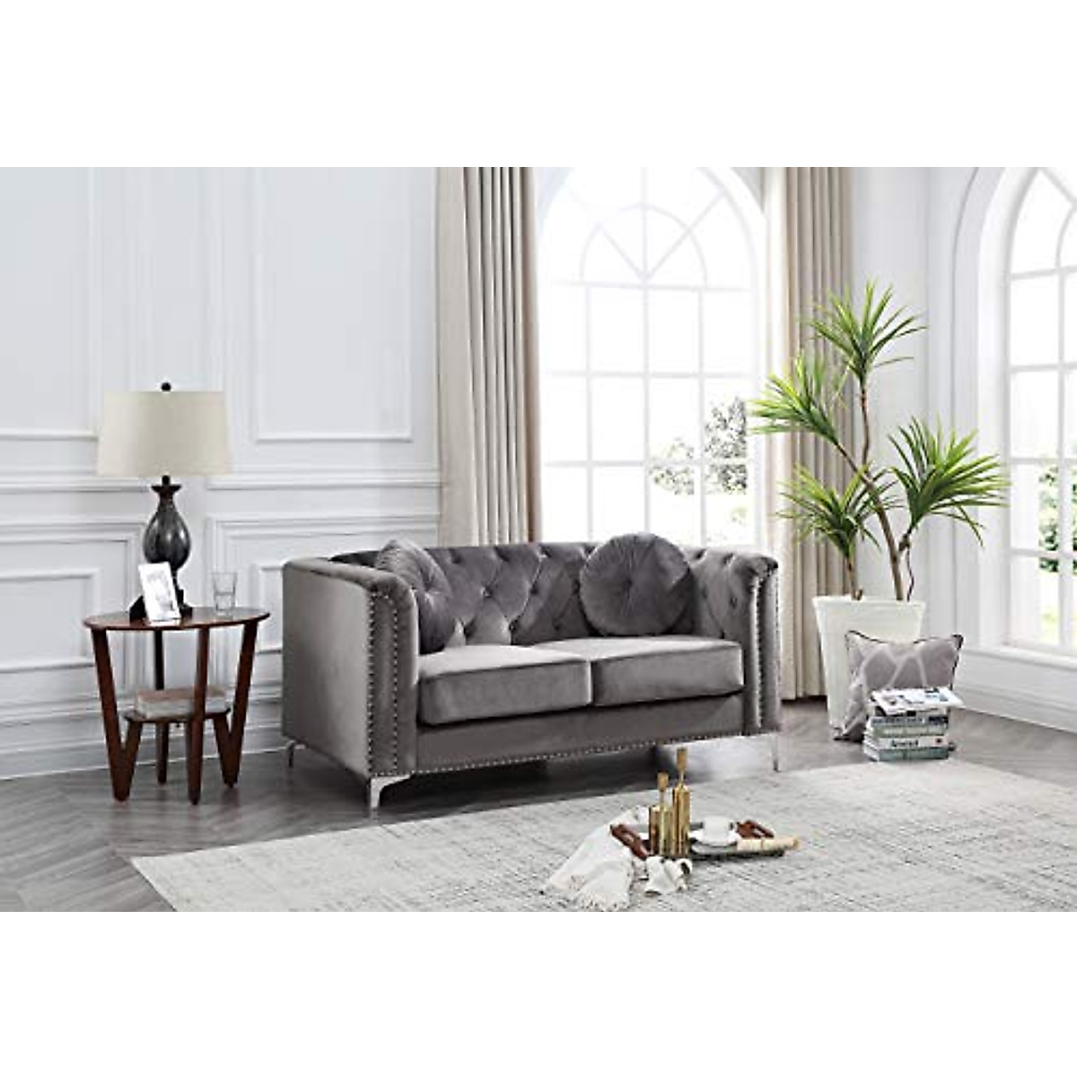 Glory Furniture Pompano Love Seat, Dark Gray. Living Room Furniture, 31" H x 62" W x 34" D
