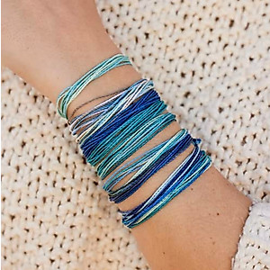 Pura Vida Bracelets Pack Blue Friendship Bracelet Pack - Set of 10 Stackable Bracelets for Women, Handmade Bracelets & Cute Bracelets for Teen Girls, Beach Accessories for Teens - 10 String Bracelets