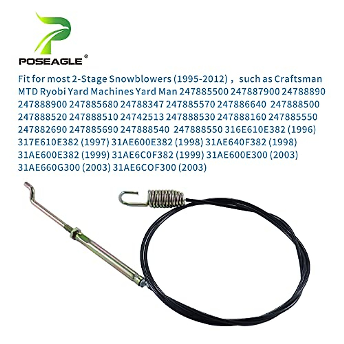 POSEAGLE 746-0897 Cable Compatible with MTD 946-0897 Auger Cable, MTD 746-0897 Auger Cable 746-0897, 746-0897a Auger Clutch Cable 746-0897, 746 0897