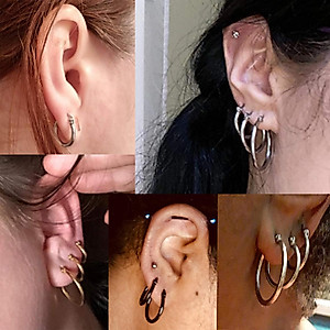 ORAZIO 4 Pairs Stainless Steel Hoop Earrings Set Cute Huggie Earrings for Women,Silver-Tone,10MM-20MM