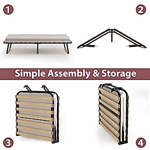 Giantex Folding Rollaway Bed with Mattress for Adults, Cot Size Portable Guest Bed with Memory Foam Mattress for Bedroom Office, Fold up Bed with Steel Frame & Wood Slats, Easy Storage, Made in Italy