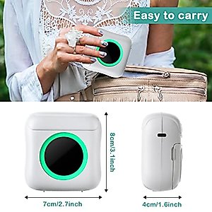 Portable Mini Printer, Small Pocket Thermal Printer with 7 Color Lamp, Bluetooth Wireless Smart Photo Printer with 7 Rolls Paper, Label Maker Machine with iOS Android for Notes, Memos and DIY Painting