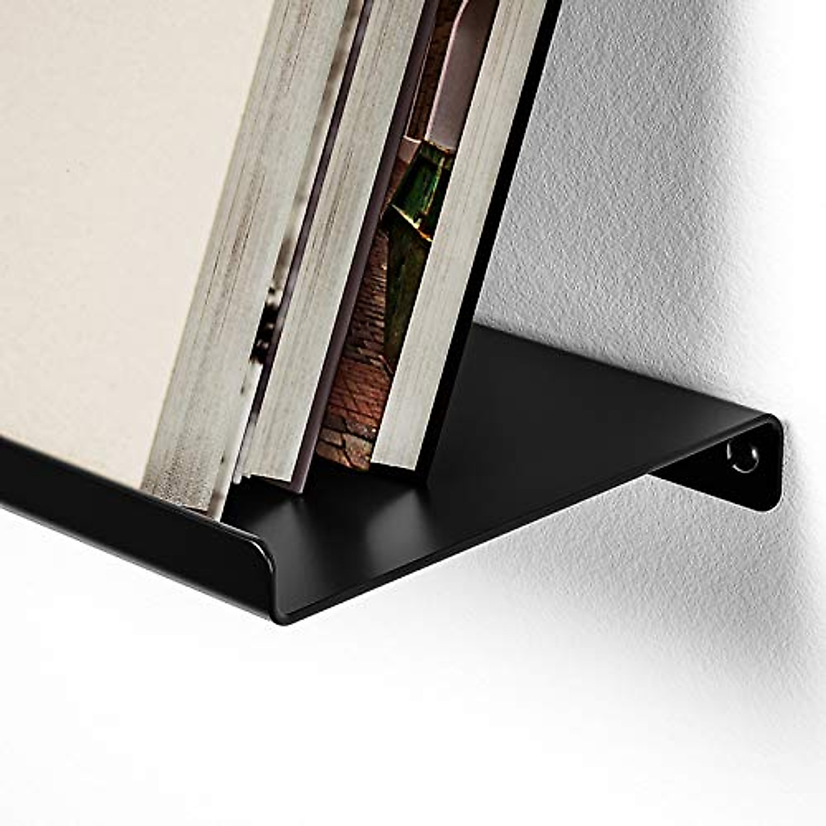 SRIWATANA Black Floating Shelves, Metal Wall Shelves Set of 3 for Bedroom, Living Room, Bathroom, Kitchen, Matte Black