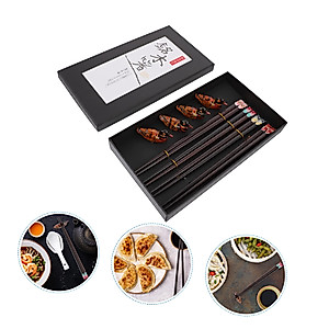 Luxshiny 1 set Camping Japanese Bamboo Chopsticks Wood Classic Gift Rest and Sticks for with Home Cutlery Natural Holder Reusable Style Safe Noodles Chop Practical Wooden Tableware Fish