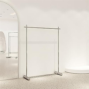 ROLTIN Slim Garment Rails Stainless Steel, Tall Floor Standing Garment Racks Clothes Coat Display Racks Clothing Store Furniture for Small Spaces