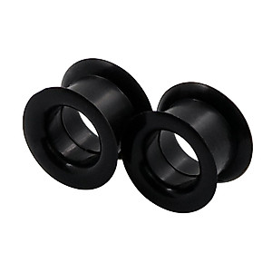 Oyaface 2PCS Black Hard Silicone Flexible Ear Skin Tunnels Expanders Gauges Hollow Sturdy Body Piercing 25mm(1")