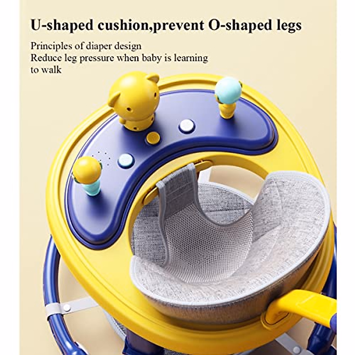 LEIYTFE Folding Walker with Wheels Sit-to-Stand Walker for 6-18 Month Baby,Adjustable Activity Walker,Anti-Rollover Boy and Girl Walker (Color : Blue)