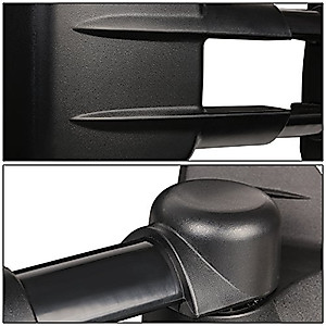 Driver and Passenger Sdie Rear View Towing Mirrors - Manual Telescoping | Power Adjustment | Heated Glass - Compatible with Chevy Silverado GMC Sierra GMT900 07-14, Textured Black
