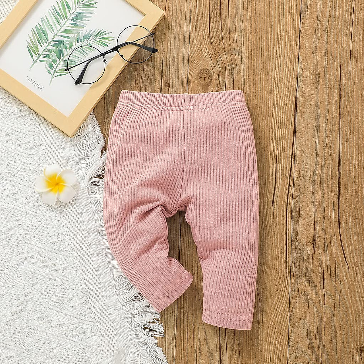 Lala Bear Infant Baby Girl 3 Pack Solid Pants and Casual Leggings Pink & White & Grey 0-3 Months