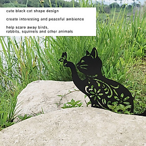 Haofy Cat Silhouette, 1 Piece of Lifelike Cat Yard Art Garden Metal Statue Decor, Hollow Decorative Stakes for Outdoor Farmhouse Pathway Lawn Decorations