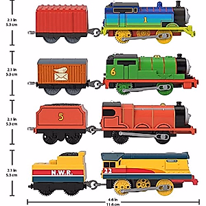 Thomas & Friends Thomas, Percy, James & Rebecca Train Engine Set - Set of 4 Motorized Toy Train Engines for Preschool Kids Ages 3 Years & Older