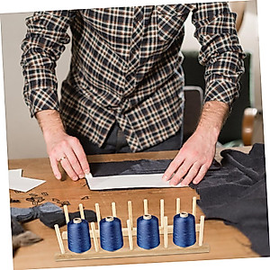 PLAFOPE 3pcs Wooden Winding Frame Sewing Thread Stand Thread Spool Holders Sewing Thread Rack Holder Knitting Tool Sewing Thread Storage Rack Thread Spool Rack Desktop Thread Holder Beige