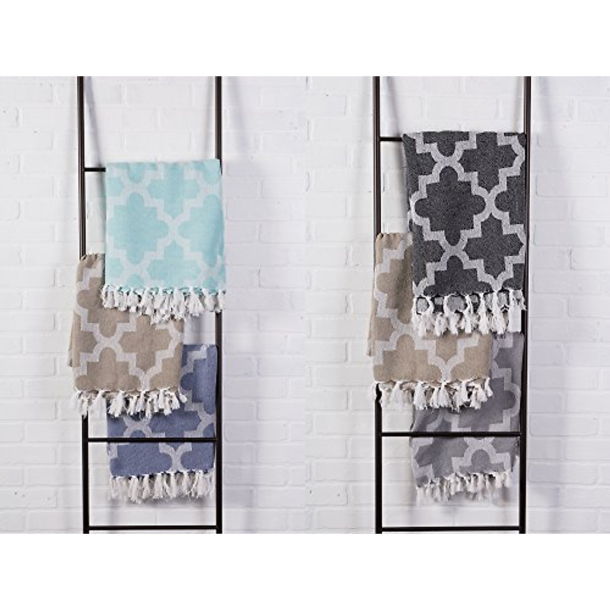 DII Modern Moroccan Cotton Blanket Throw with Fringe for Couch, Chair, Guest Room, Picnic, Camping, Beach, & Everyday Use, 50x60, Aqua