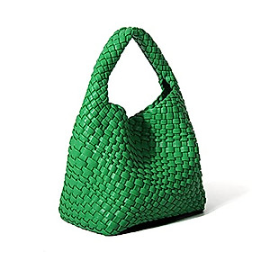 BZXHVSHA Handmade Woven Handbags and Purses for Women Bucket Bag (Green)