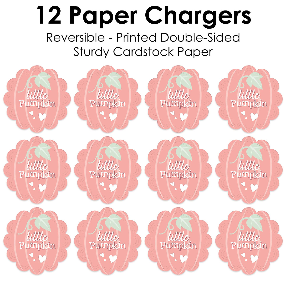 Big Dot of Happiness Girl Little Pumpkin - Fall Birthday Party or Baby Shower Round Table Decorations - Paper Chargers - Place Setting For 12