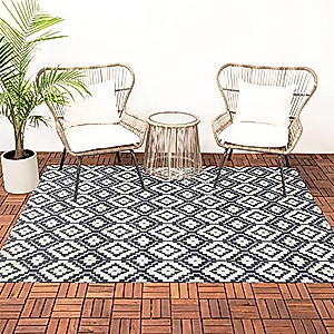 Uphome Indoor Outdoor Rug 3' x 5' Gray Farmhouse Patio Rug Hand Woven Moroccan Cotton Area Rug Modern Boho Geometric Machine Washable Carpet for Entryway Bedroom Living Room