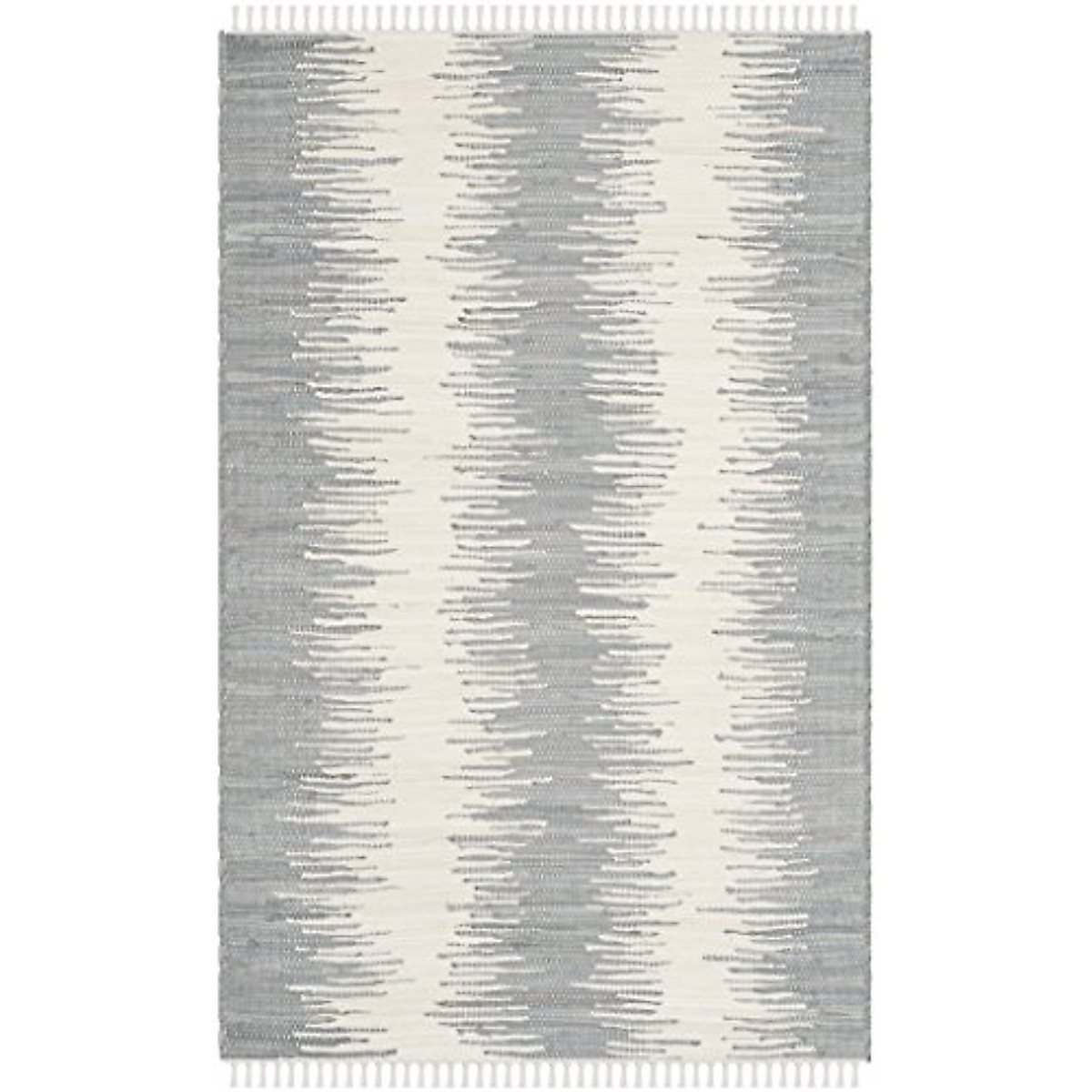 SAFAVIEH Montauk Collection 2'3" x 5' Grey MTK751K Handmade Stripe Fringe Cotton Accent Rug