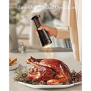 Electric Salt and Pepper Grinder Set with 4.5oz Large Capacity, Stainless Steel Rechargeable Salt and Pepper Grinder with 1.8" Wide Mouth, Storage Base,Adjustable Coarseness, and One-Hand Operation