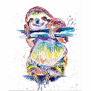 Colorful Sloth Art Print, Sloth Art, Sloth Watercolor, Watercolor Sloth, Sloth Love, Sloth Gift