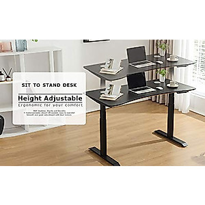 Birsppy Height Adjustable Desk Electric Standing Desk Home Office Desk Dual Motor Black (Frame Only)