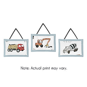 Sweet Jojo Designs Construction Truck Baby Boy Nursery Crib Bedding Set - 11 Pieces - Grey Yellow Orange Red and Blue Transportation Chevron Arrow