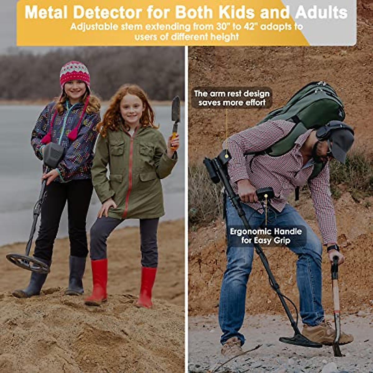 Finderomend Metal Detector MD-4030 Pro Waterproof Metal Detector Underground Search Coil,high Accuracy Adjustable Height (with Headphone and Shovel) (Updated 3)