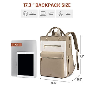 LOVEVOOK Laptop Backpack for Women 17 Inch Laptop Bag with USB Port Wide Open Work Tote Bag Convertible Casual Daypack Business Computer Travel Backpack Purse Teacher Nurse Bag