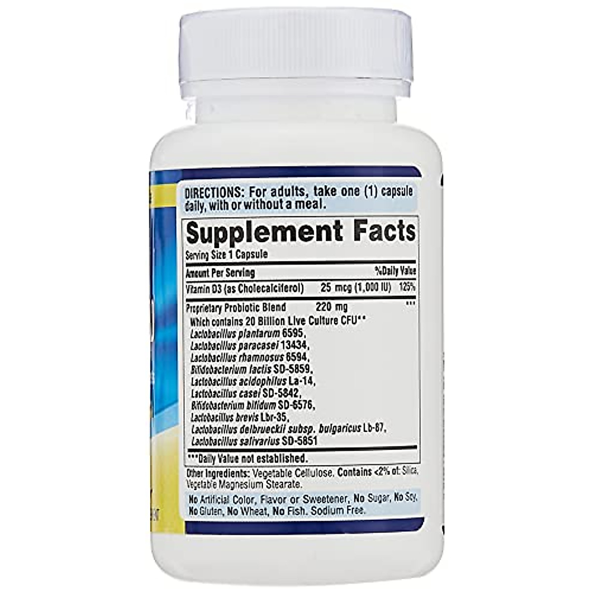 Probiotic 10 with Vitamin D to Help Support Immune System Health*, 60 Count, by Puritan's Pride, White