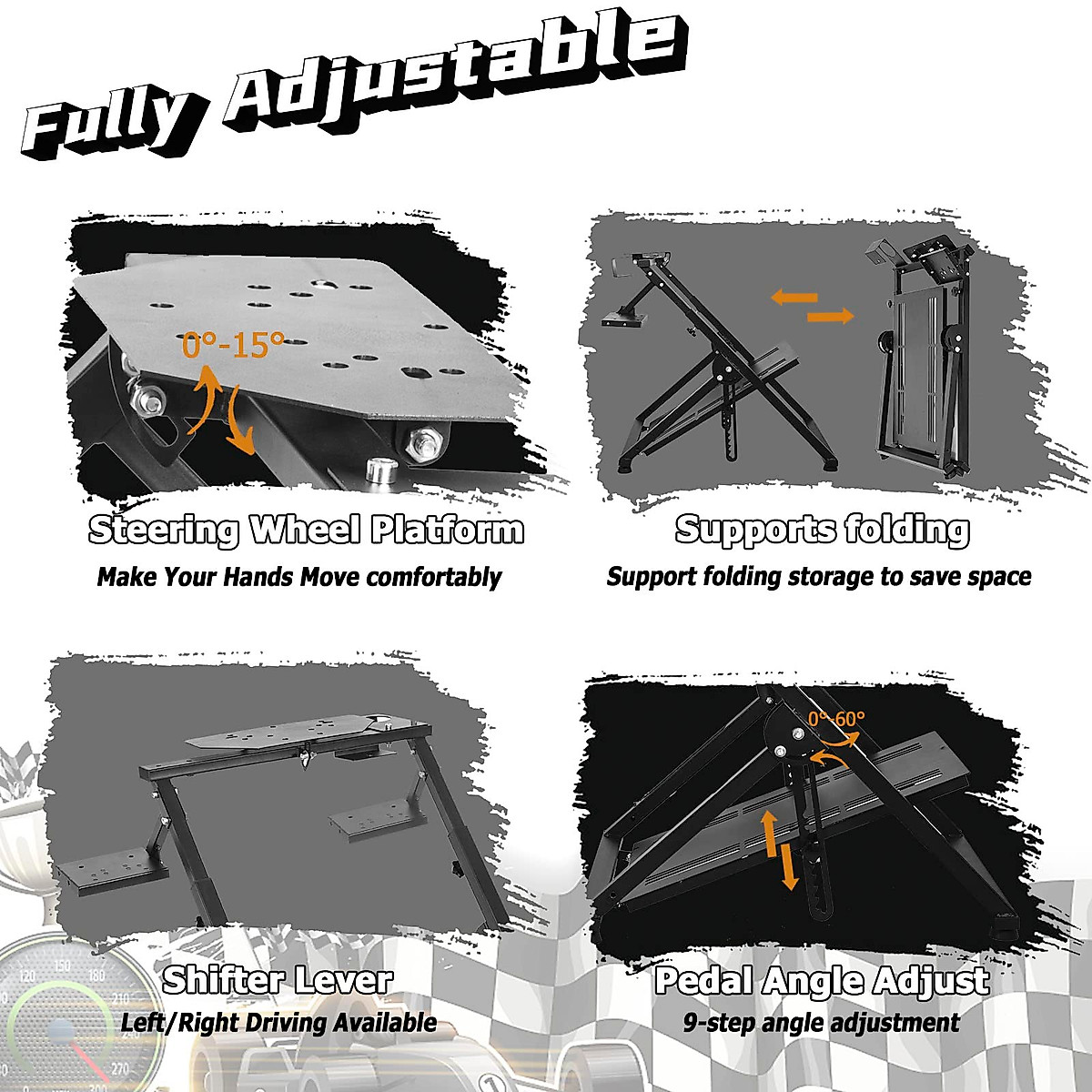 Dardoo X Frame Foldable Racing Steering Wheel Stand Fit for Logitech G27 G25 G29 G920 T300RS Tilt Adjustable Racing Simulator Without Steer Wheel, Shifter and Pedals