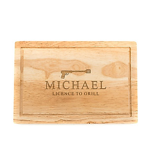 Personalized Wooden Bbq Cutting Board - Birthday Gift for Husband Boyfriend - Grilling Gifts for Men - James Bond Licensed to Grill - Funny Novelty Gift Idea