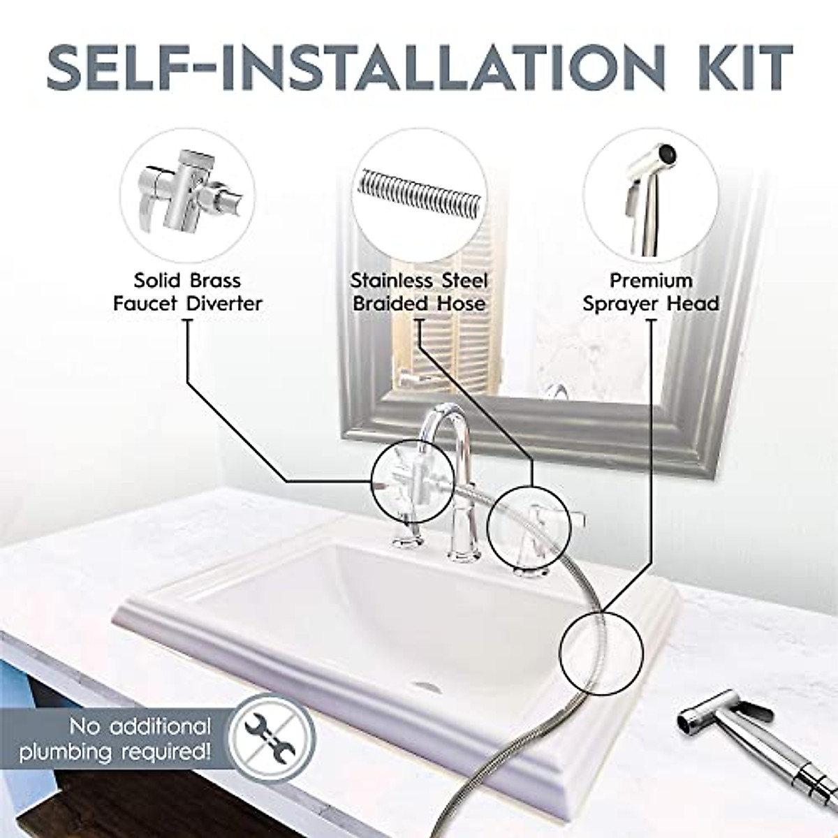 SmarterFresh Faucet Bidet Sprayer for Toilet - Warm Water Handheld Sprayer with Sink Hose Attachment for Bathroom… (Stainless Steel)