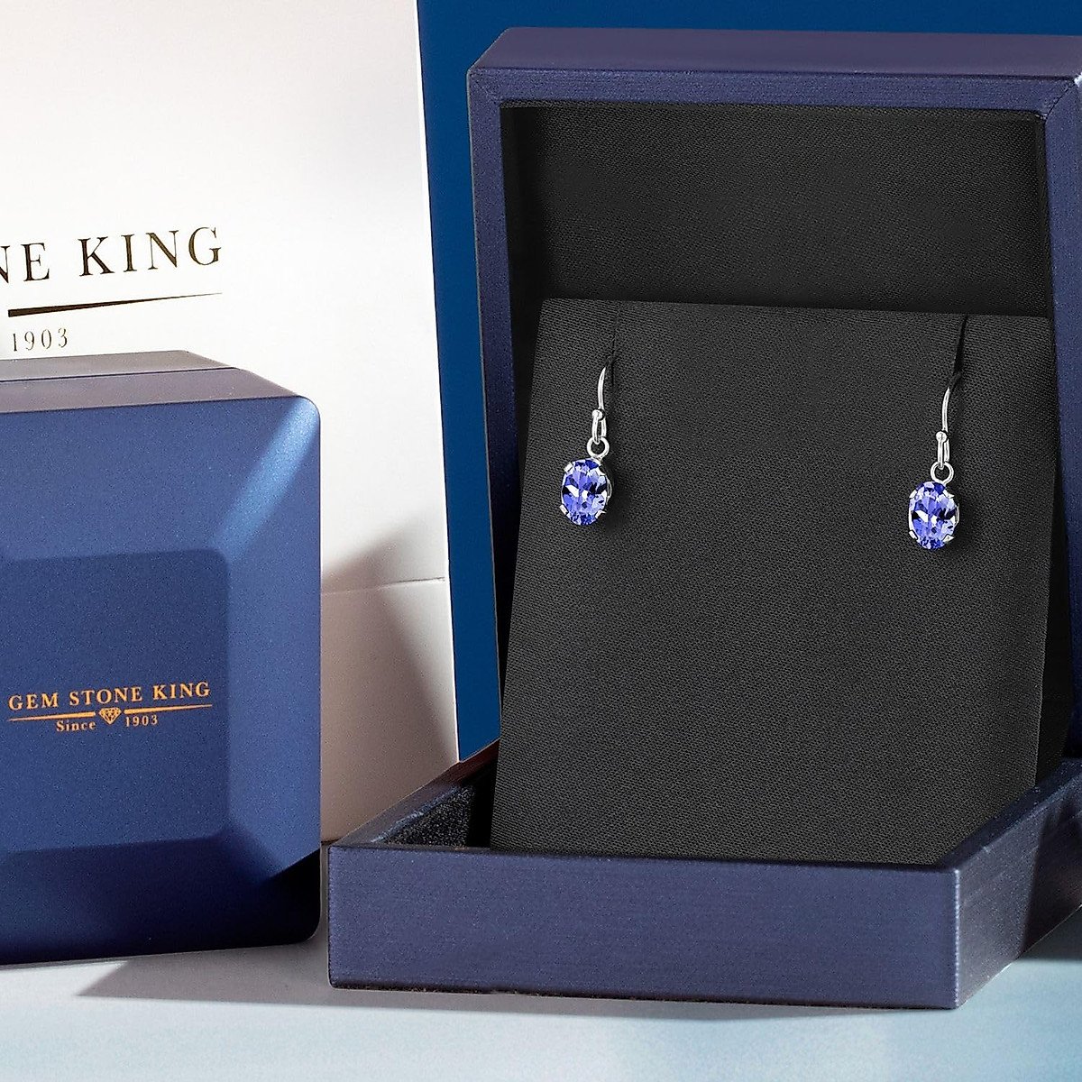 Gem Stone King 925 Sterling Silver Oval 7X5MM Gemstone Birthstone French Wire Dangle Hook Earrings For Women