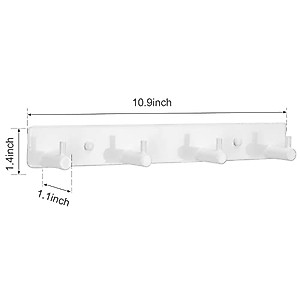 Lwenki 2PCS Key Holder for Wall, Black Key Rack with 4 Key Hooks to Hang Keyrings, Dog Leash, Umbrella, Sunglasses – Key Hanger with Mounting Hardware for Glass, Tile and Wood (10.9” x 1.4”) (White)