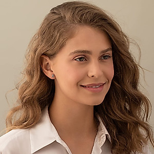 Peora 14K White Gold Aquamarine Earrings for Women, Genuine Gemstone Birthstone Classic Solitaire Studs, 7x5mm Oval Shape, 1.25 Carats total, Friction Back