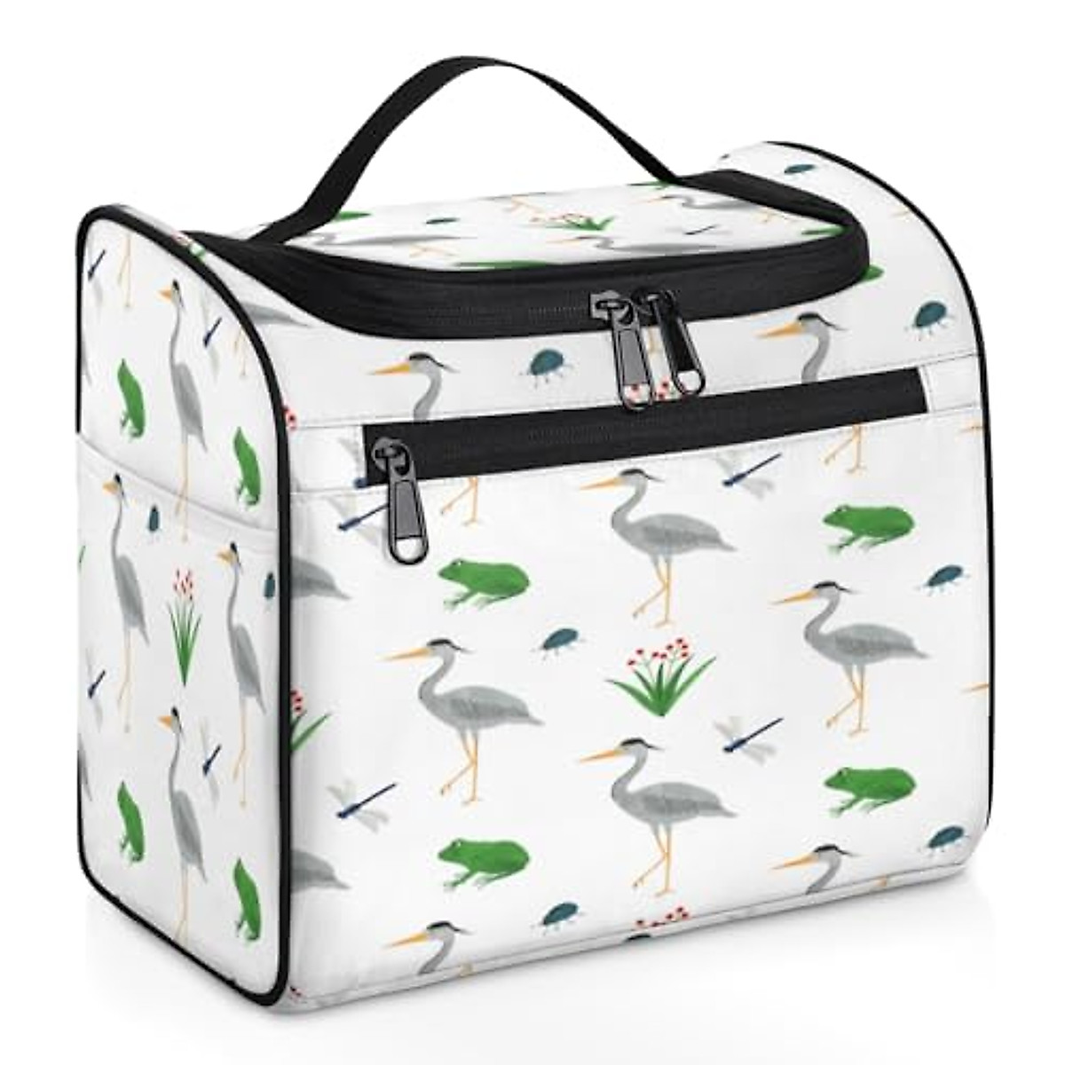 XMNYGJ Crane Frog Dragonfly Hanging Toiletry Bag for Men Women Travel Cosmetic Makeup Organizer Bag Water Resistant Large Portable Wash Case for Accessories, Toiletries, Cosmetics