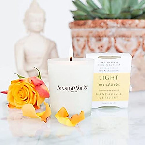 Aromaworks Light Mandarin & Vetivert Candle | Creates a Calm Enhancing Atmosphere | Provides a Sense of Happiness | Naturally Scented | 100% Pure Essential Oils | 2.64 Oz