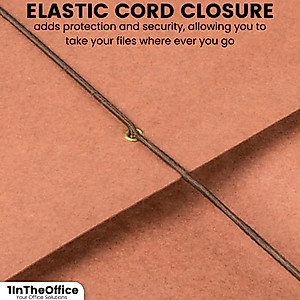 1InTheOffice Expanding File Wallet with Flap and Cord Closure, 5-1/4" Expansion, Letter Size, Redrope, 2 Pack