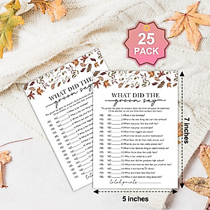 Fall Bridal Shower Games – 25 Pack, What Did The Groom Say, Autumn Floral Wedding Shower Games Cards, Newlyweds Party Decoration, Engagement Party Games, Bachelorette Party Ideas -03
