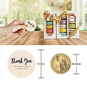 Easykart 400 Thank You for Supporting My Small Business Sticker Labels | Pastel Peach Color with Gold Foil Hearts | 1.5" Round in Roll | Highly Recommended for Small Business Owners