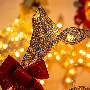 YULETIME 3-Piece Pre-lit 3D Christmas Reindeer Family, Lighted Glitter Christmas Deer Family Holiday Decoration with 210 Warm White LED Lights (3D Family)