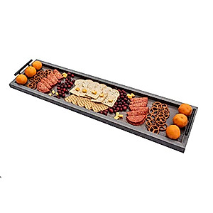 Charcuterie board-Rustic long table tray-farmhouse table trough-farmhouse table decor-tray for decor-farmhouse table tray centerpiece-dining room centerpiece-long wood tray (9" x 40", Walnut stain)