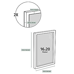 Opposite Wall - 16x20 in - Black Solid Oak Wood Picture Frame - Lightweight, Versatile & Shatterproof - Wall Hanging Poster or Photo Frame - Wall Decor for Office, Gallery & Home