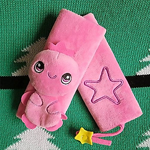 Soft Cartoon Baby Child Animal Harness Car Seat Belt Strap Covers Safety Shoulder Pad Protection Cushion for Infant Stroller Pushchair Seatbelt (Pink Angle)