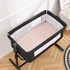 MEILA Bassinet Fitted Sheets Compatible with Mika Micky, Dream On Me, Maxi-COSI, AMKE, Baby Delight Bassinet, 100% Jersey Cotton Beside Bassinet Sheet for Baby Boy, Pack of 2（33"×20"