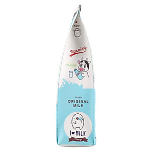 Mumusuki Pencil Bag, 3Colors Cartoon Milk Stationery Bag Waterproof PU Large Capacity Pencil Case Storage Bag(blue)