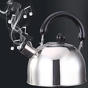 Whistling Tea Kettle Stainless Steel Whistling Teapot Water Kettle Boiling Kettle for Gas Stove Stovetop-red||2L
