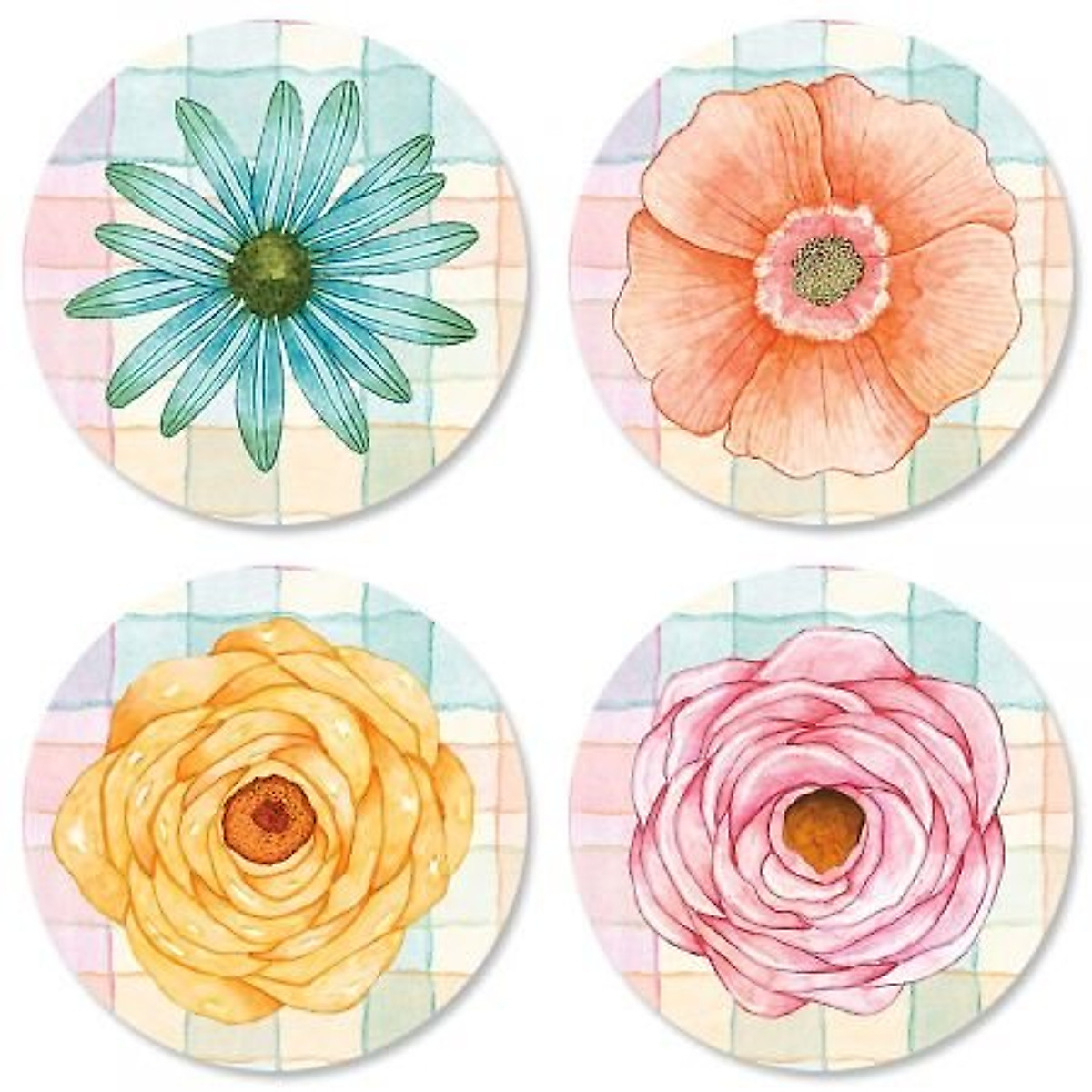 Sentiment Garden Every Day Envelope Seals (4 Designs) - Set of 144 1-1/2" Diameter Self-Adhesive, Flat-Sheet Every Day Sticker Seals