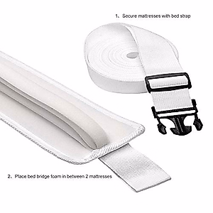 Bed Bridge Twin to King Converter Kit,Bed Gap Filler to Make Twin Beds Into a Larger Bed,Mattress Connector with Adjustable Connector Strap,Bed Gap Filler Pad for Guest Room and Travel 6.5" x 6.6'